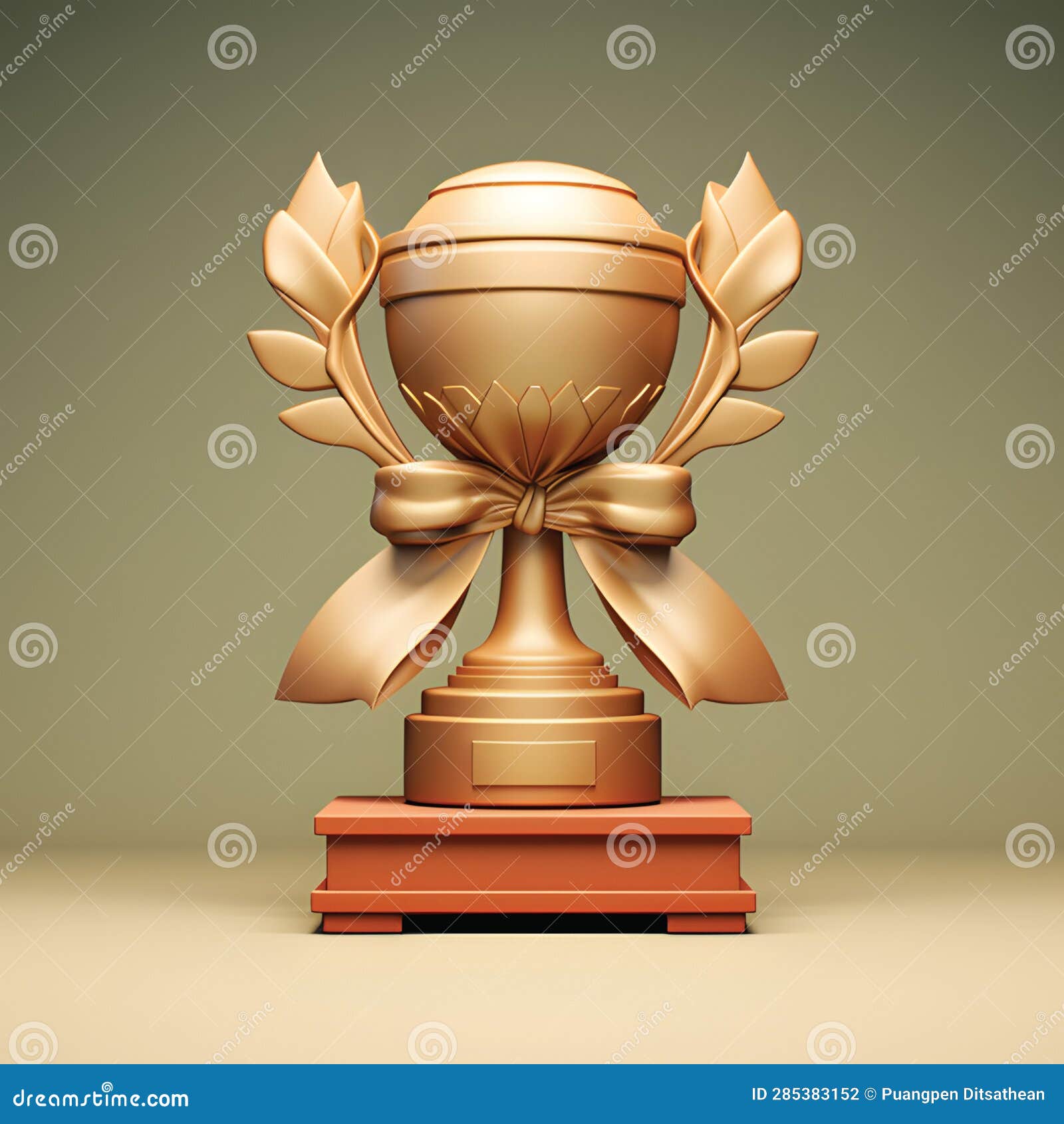 Trophy and Ribbon 3d Clay.GenerativeAI. Stock Illustration ...