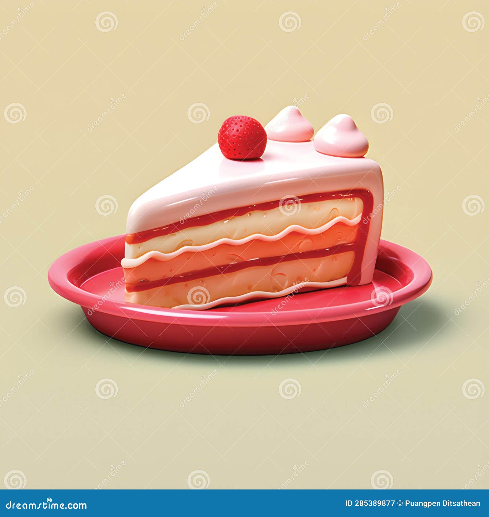 Sweet Food. Cake 3d Render Realistic Vector Icon.GenerativeAI. Stock ...