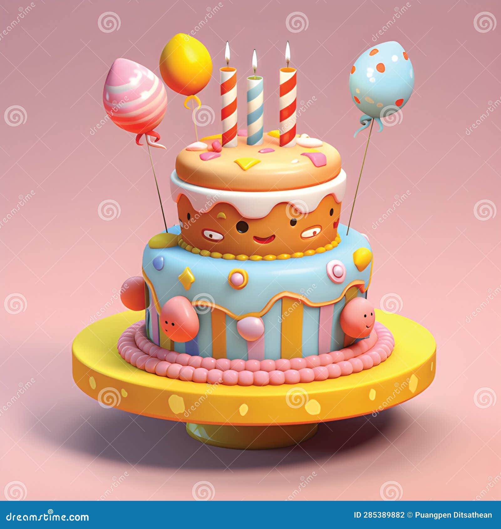 Sweet Food. Cake 3d Render Realistic Vector Icon.GenerativeAI. Stock ...