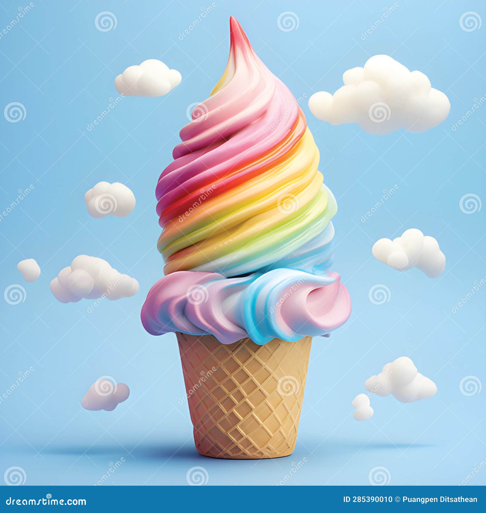 Ice Cream 3d Vector Icon.GenerativeAI. Stock Illustration - Illustration of realistic, flavored ...