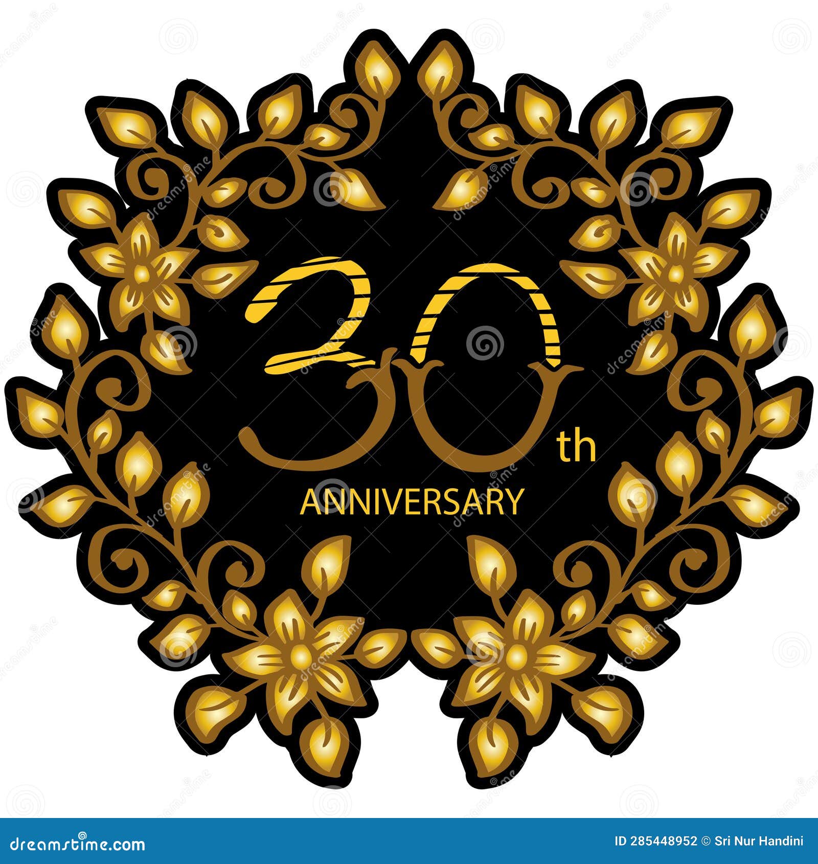 30 Years Anniversary in Ornate Frame with Floral Decoration Stock ...
