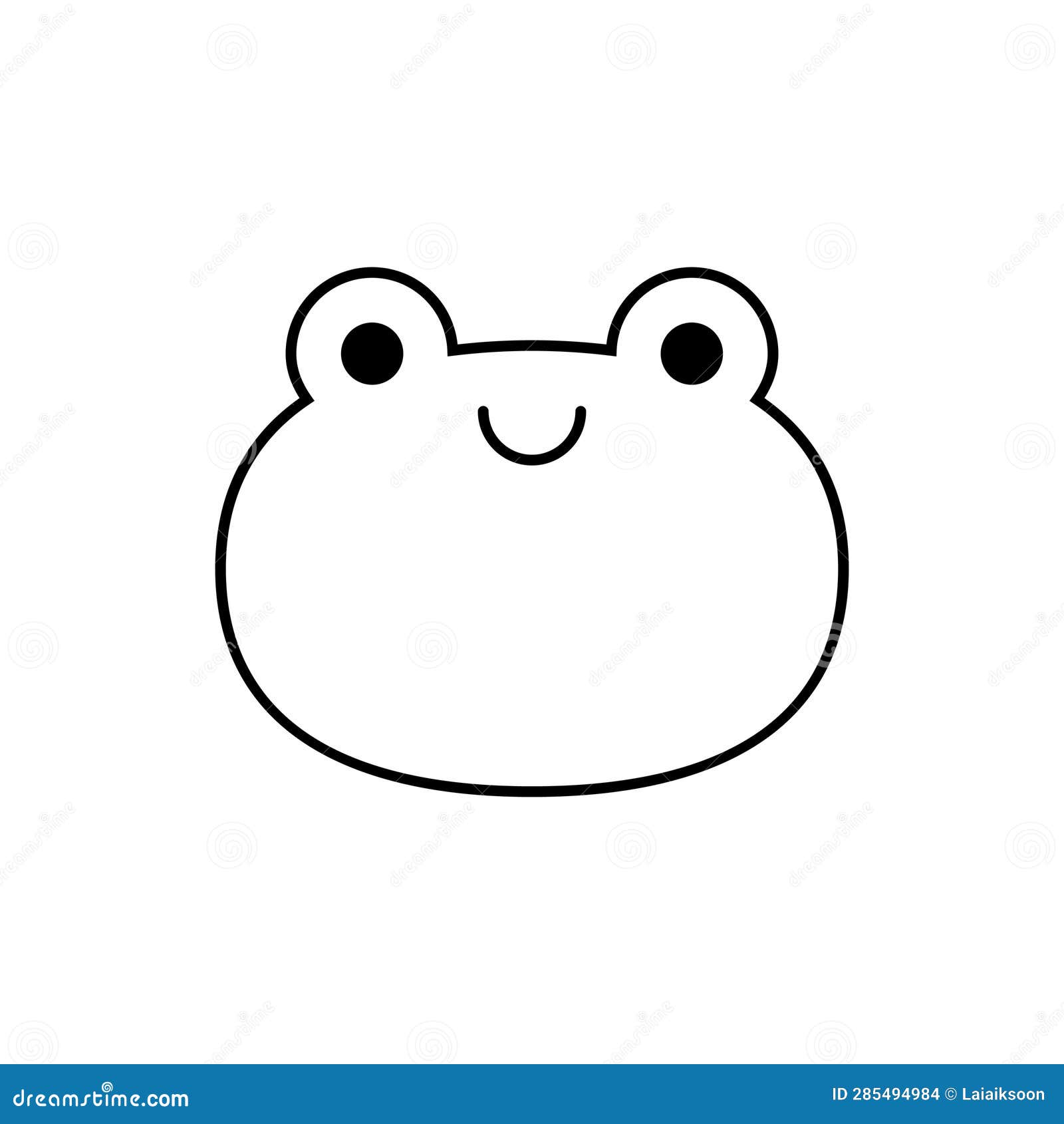 Cute Smiling Green Frog Face Character Line Icon. Coloring Book for ...