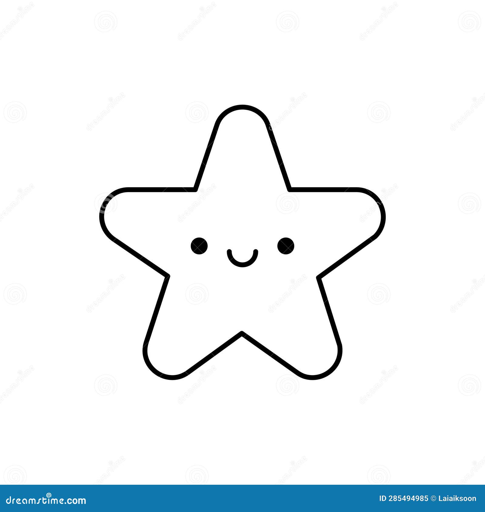 Cute Smiling Little Star Character Line Icon. Coloring Book for ...