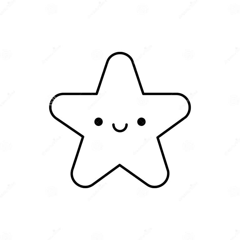 Cute Smiling Little Star Character Line Icon. Coloring Book for ...