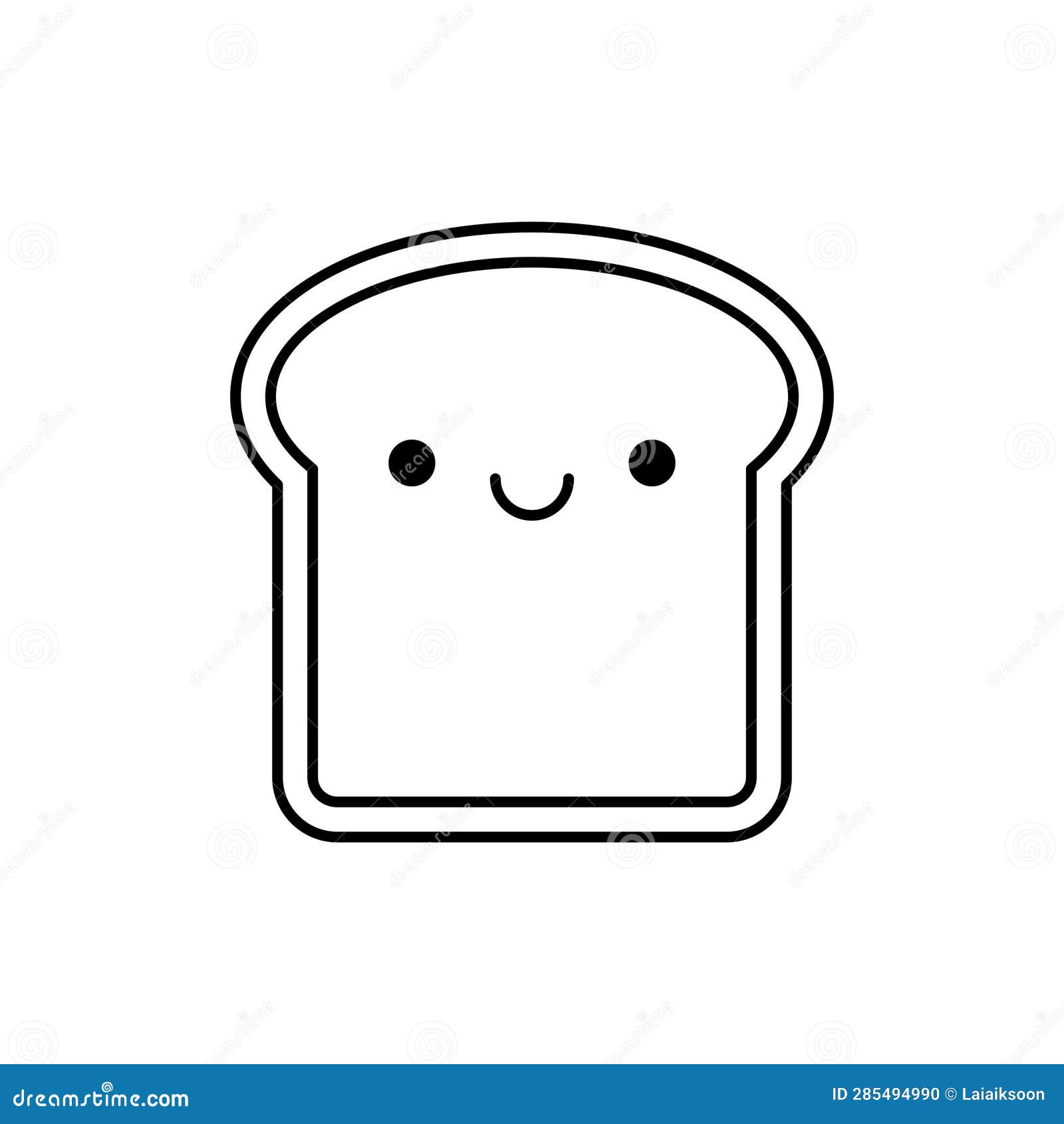 Cute Smiling Slice Toast Bread Character Line Icon. Coloring Book for ...