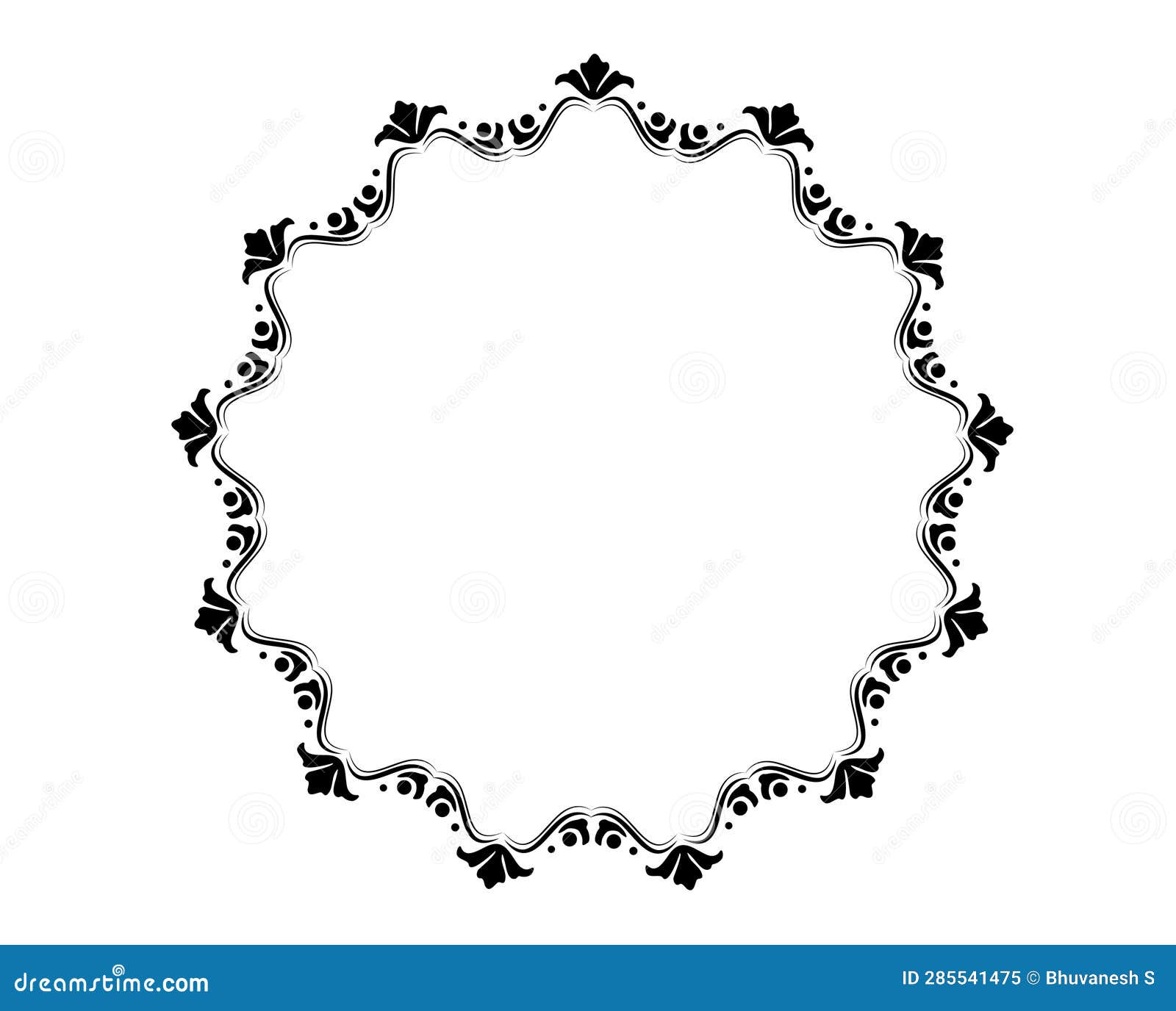 Abstract Floral Round Frame Design Concept Isolated on White Background ...