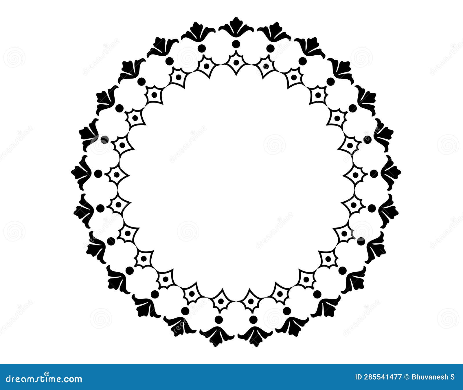 Abstract Floral Round Frame Design Concept Isolated on White Color ...