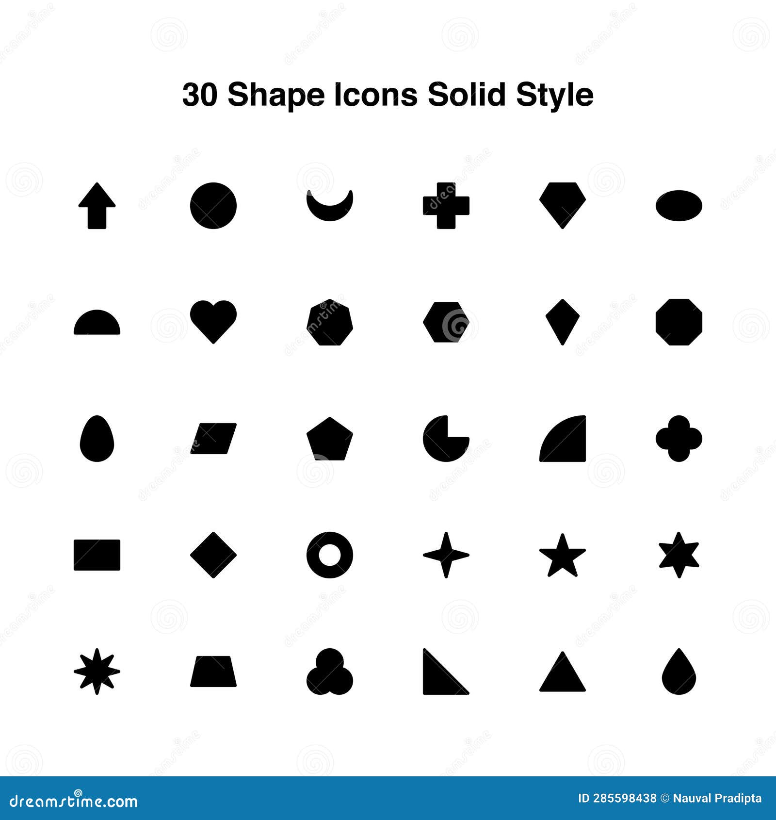 Shape Icons Set Solid Style Stock Vector - Illustration of outline ...