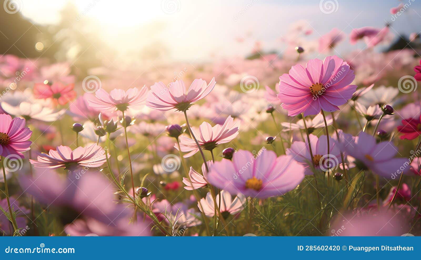 Beautiful Cosmos Flowers Blooming in the Garden for Background ...