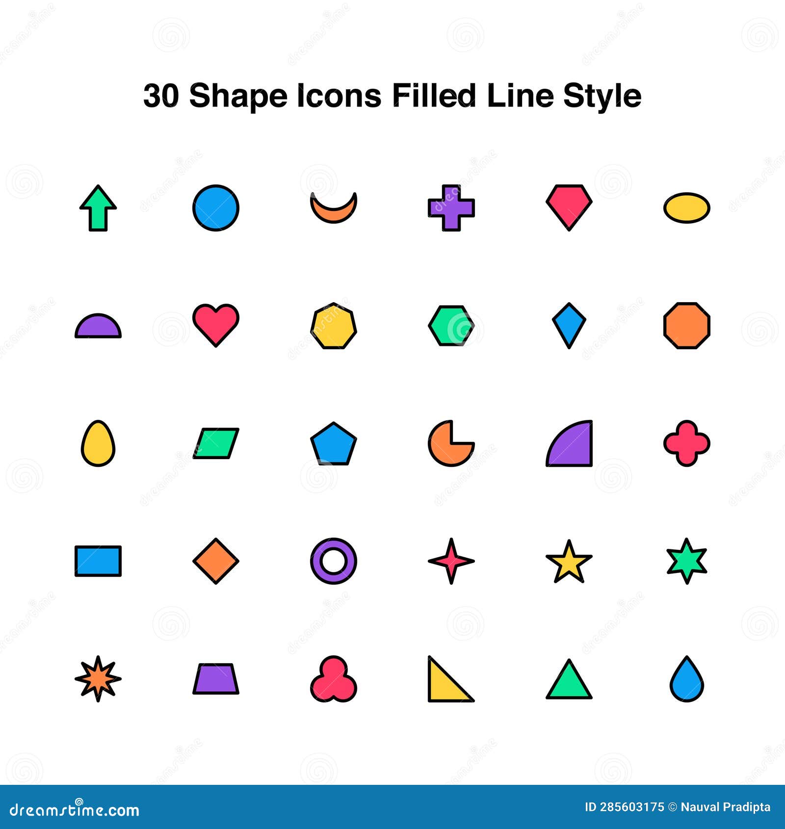 Shape Icons Set Filled Line Style Stock Vector - Illustration of ...