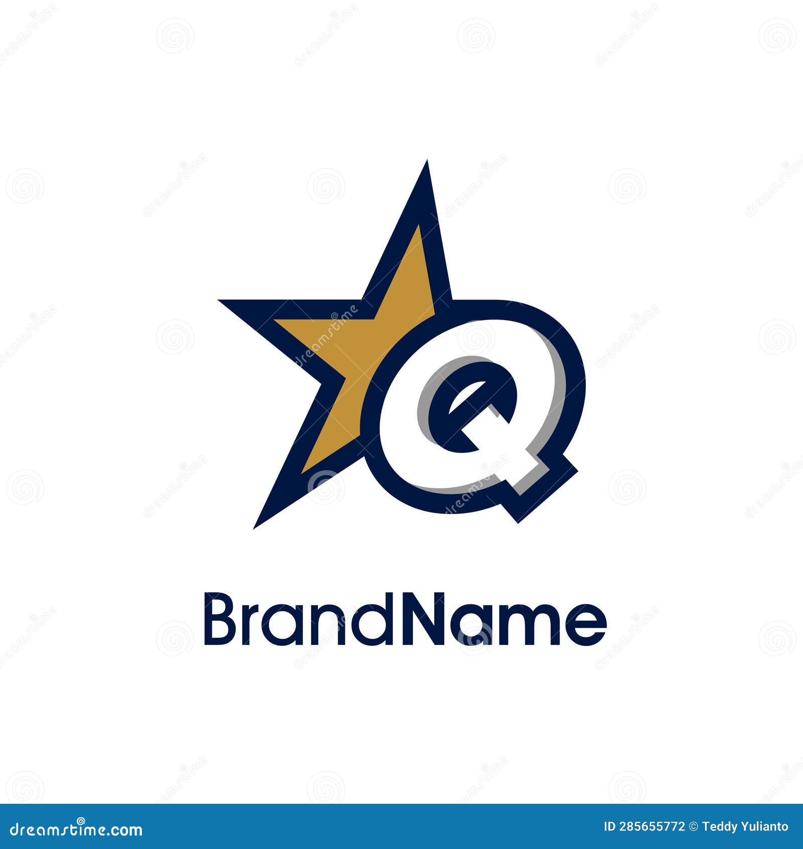 Initial Q gold Star Logo stock vector. Illustration of company - 285655772