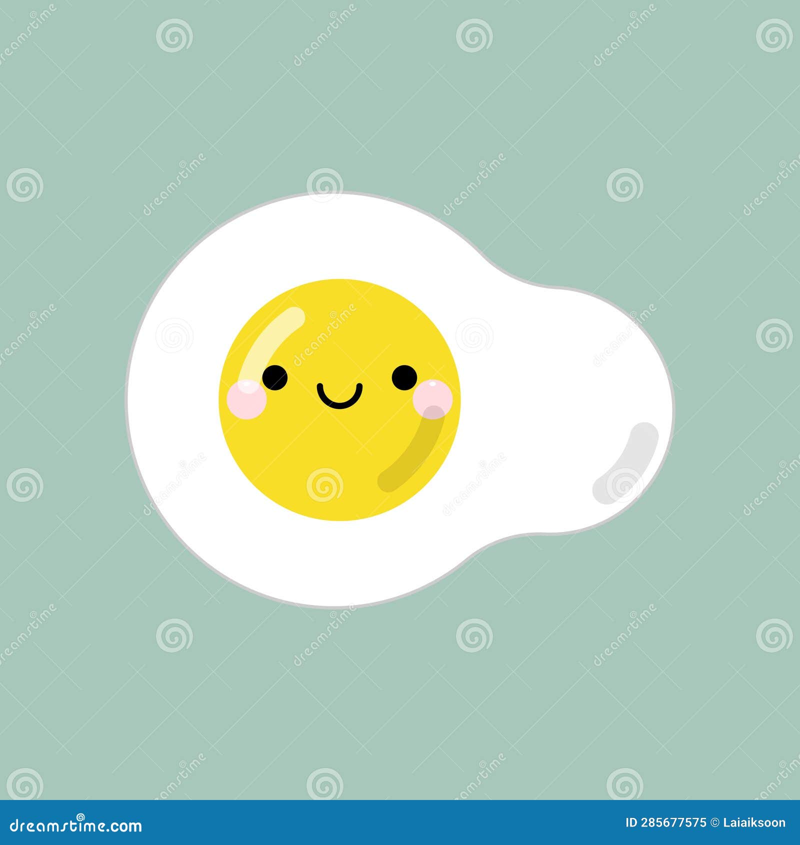 Cute Smiling Fried Egg Cartoon Character Icon. Vector Illustration. Stock Vector - Illustration ...