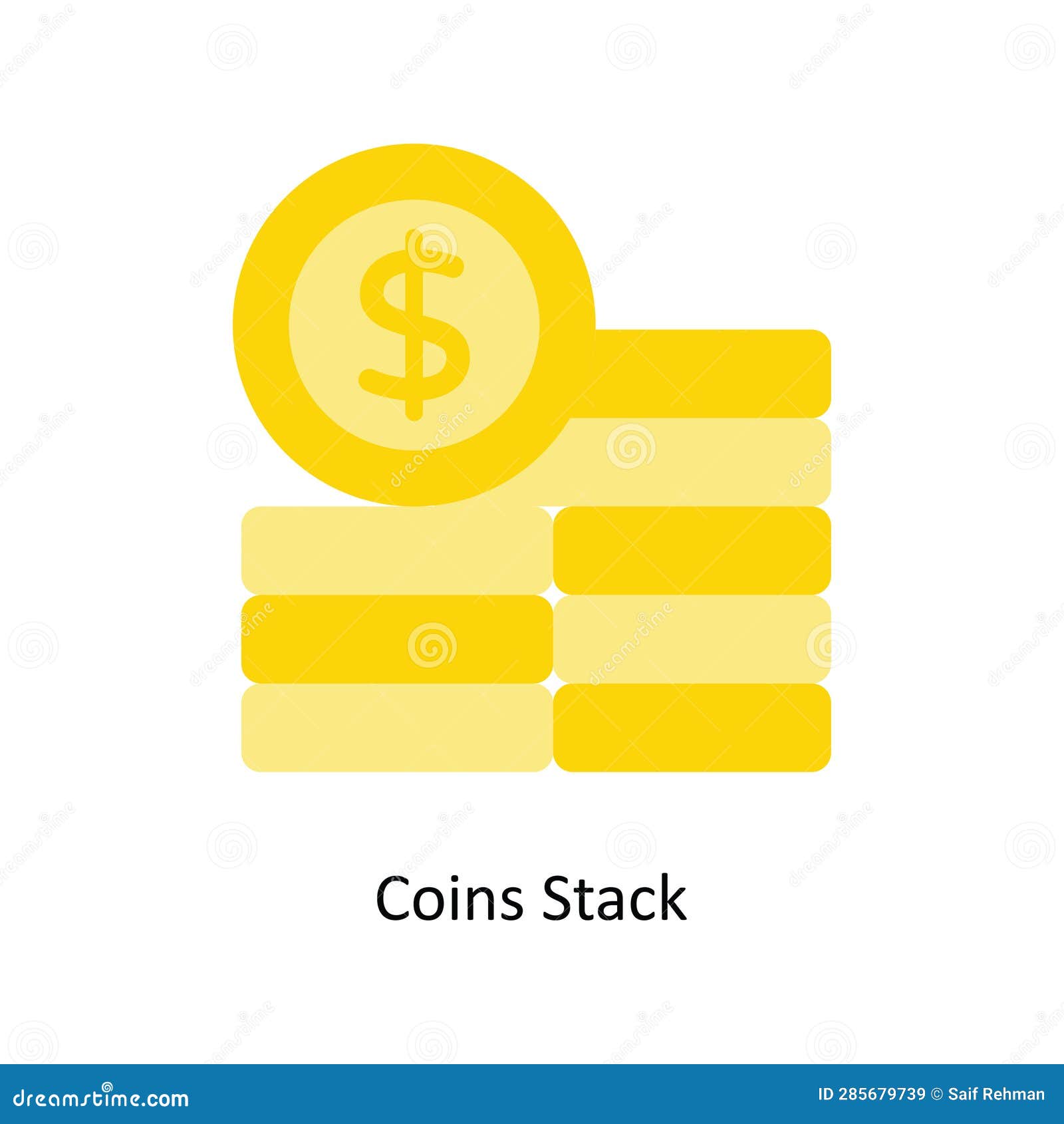Coins Stack Vector Flat Icon Design Illustration. Bank Symbol on White ...