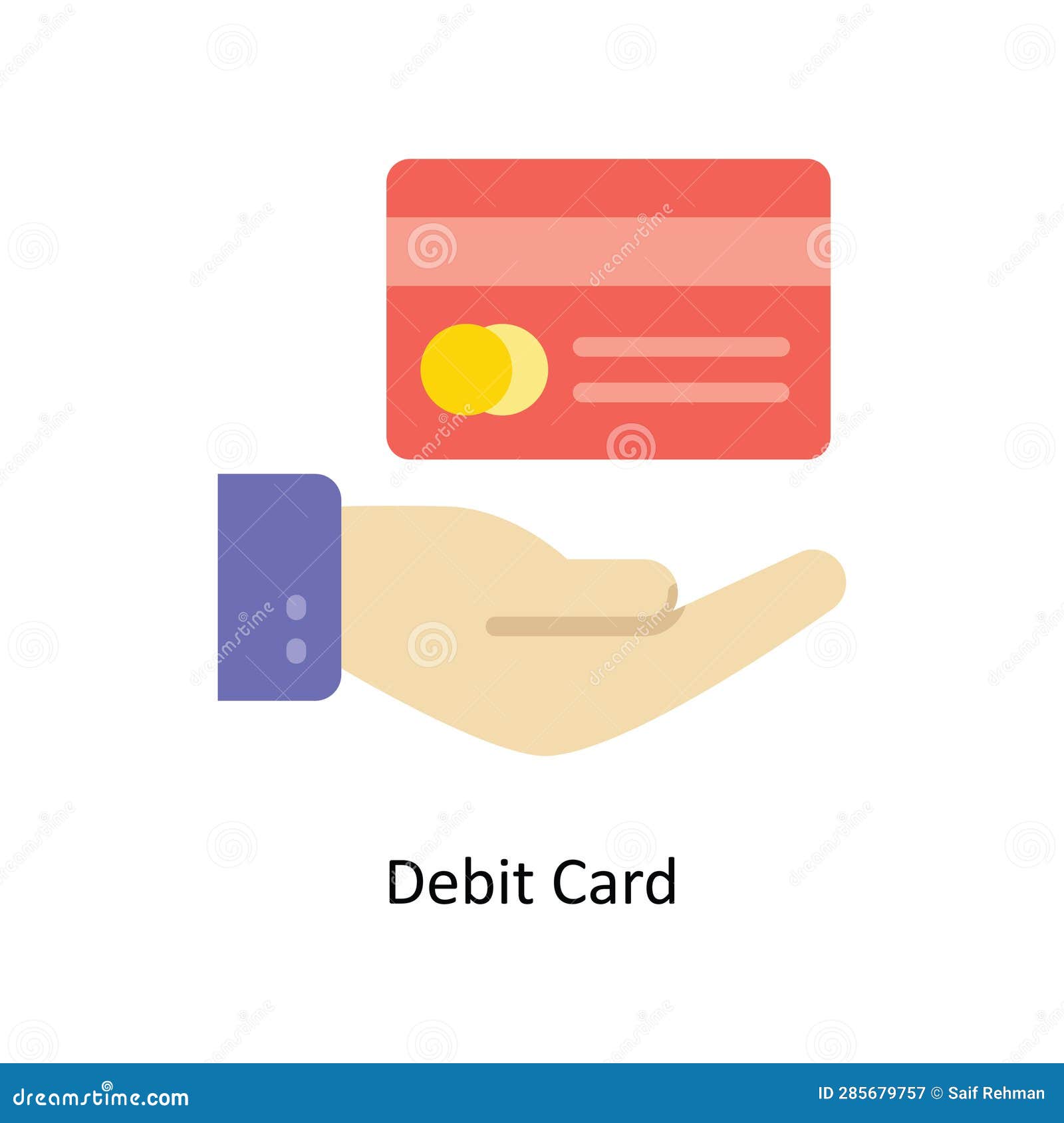 Debit Card Vector Flat Icon Design Illustration. Bank Symbol on White ...