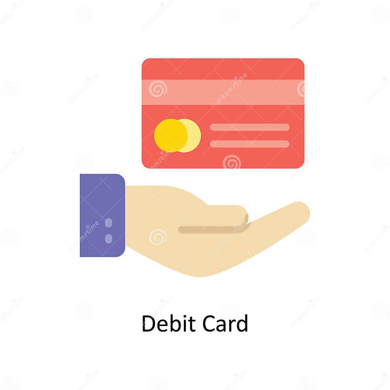 Debit Card Vector Flat Icon Design Illustration. Bank Symbol on White ...