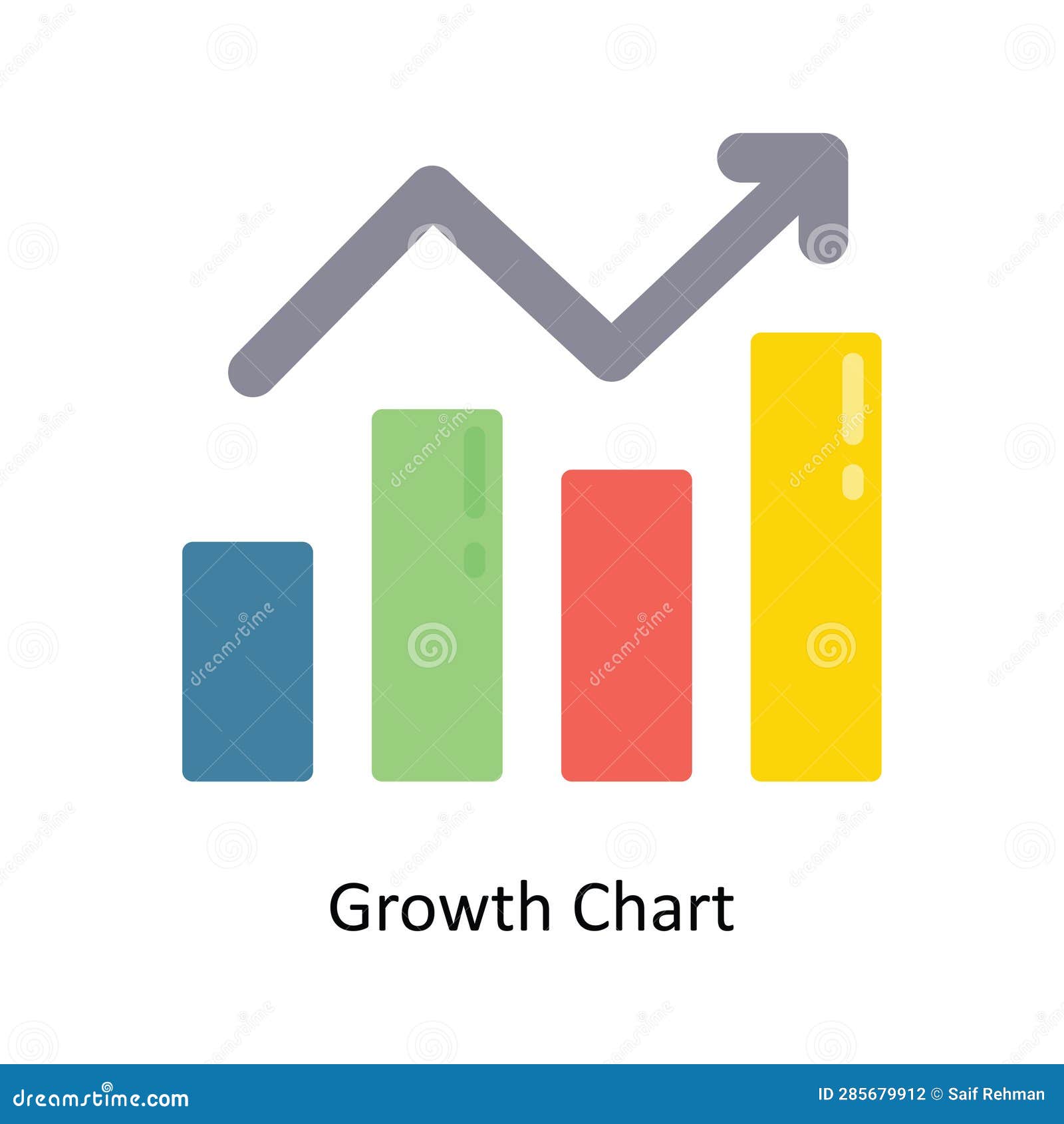 Growth Chart Vector Flat Icon Design Illustration. Bank Symbol on White ...
