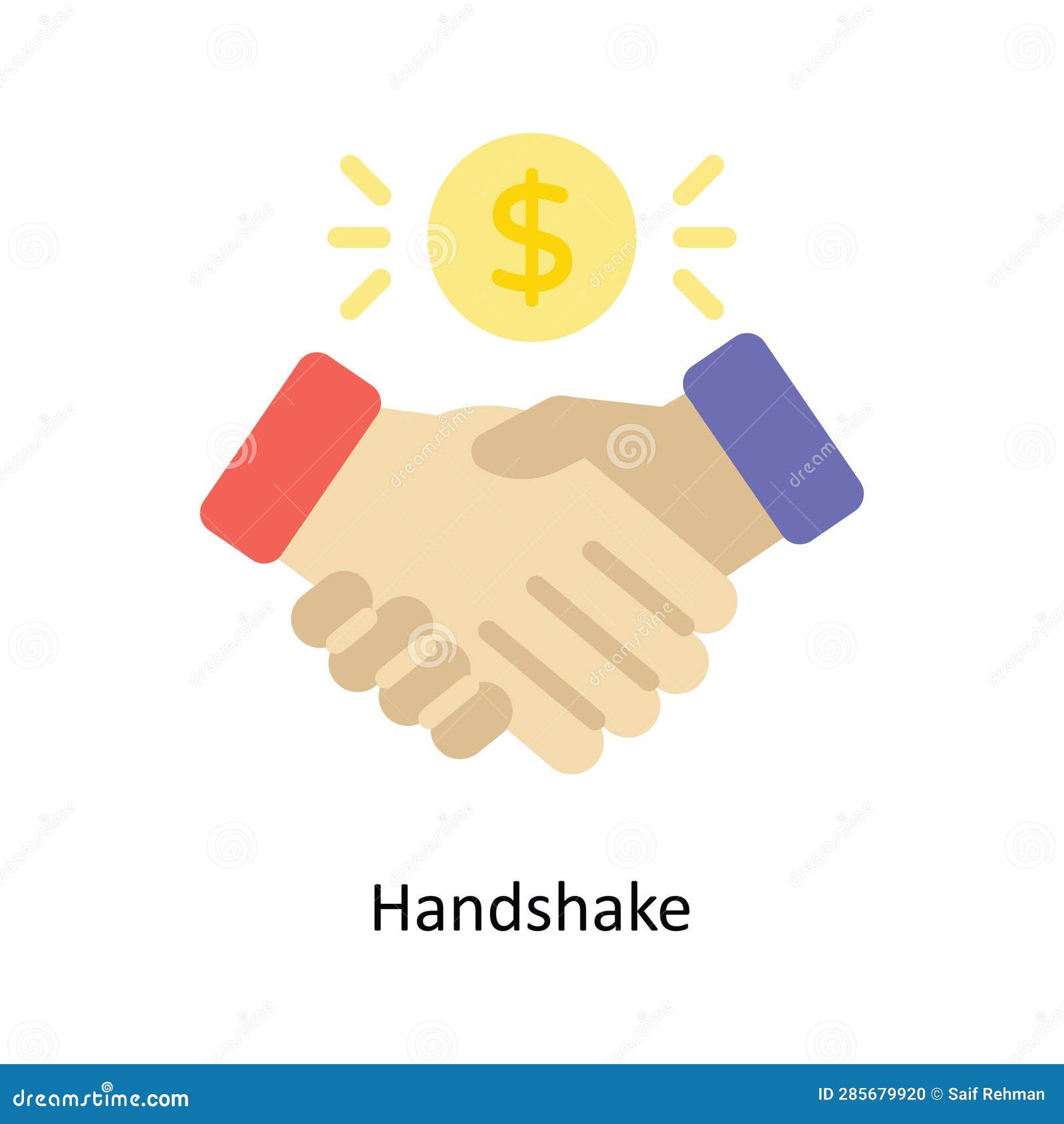 Handshake Vector Flat Icon Design Illustration. Bank Symbol on White ...
