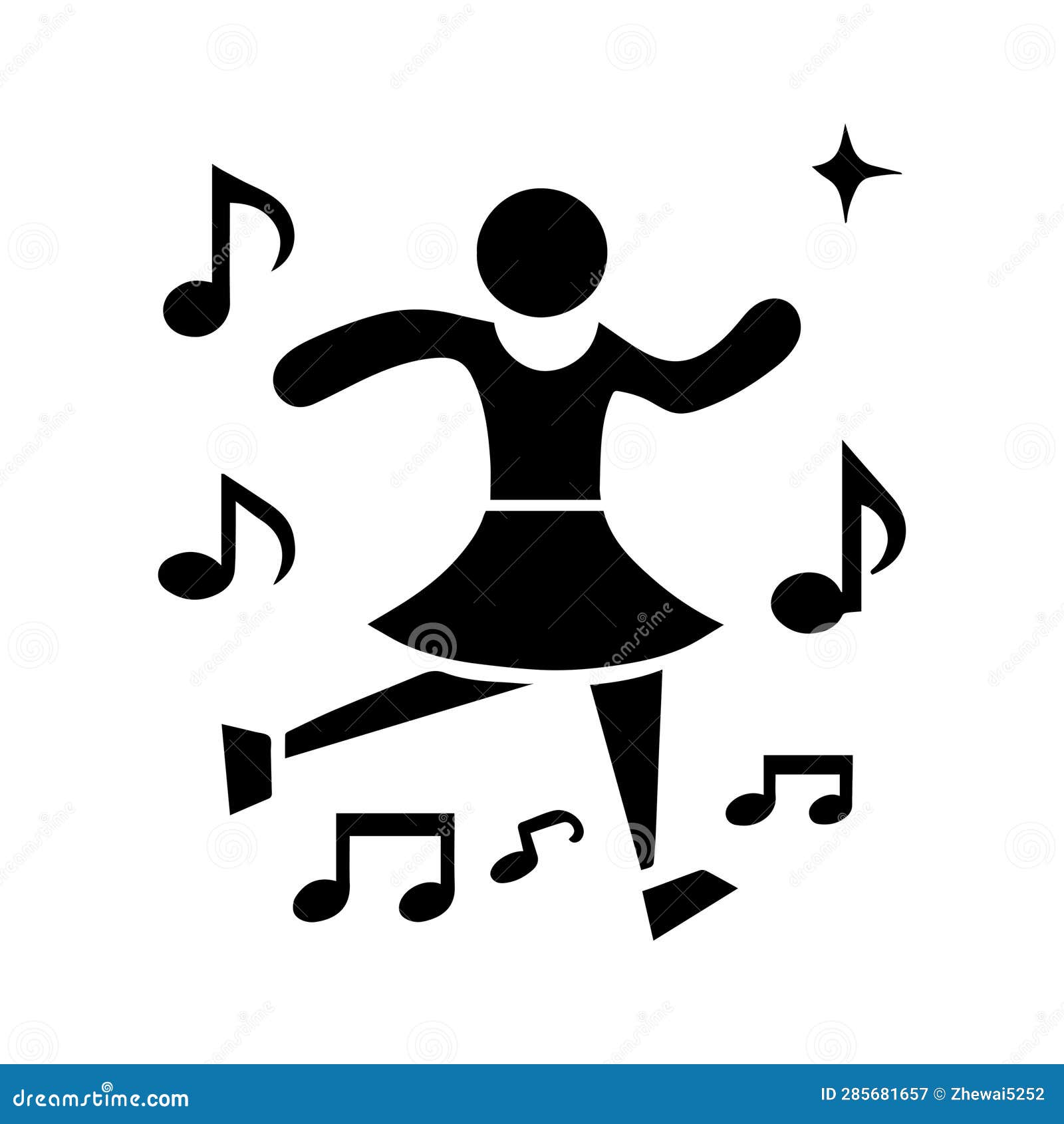 A Girl Dancing with Music a Playing, Symbol Music and Person Girl Guy ...