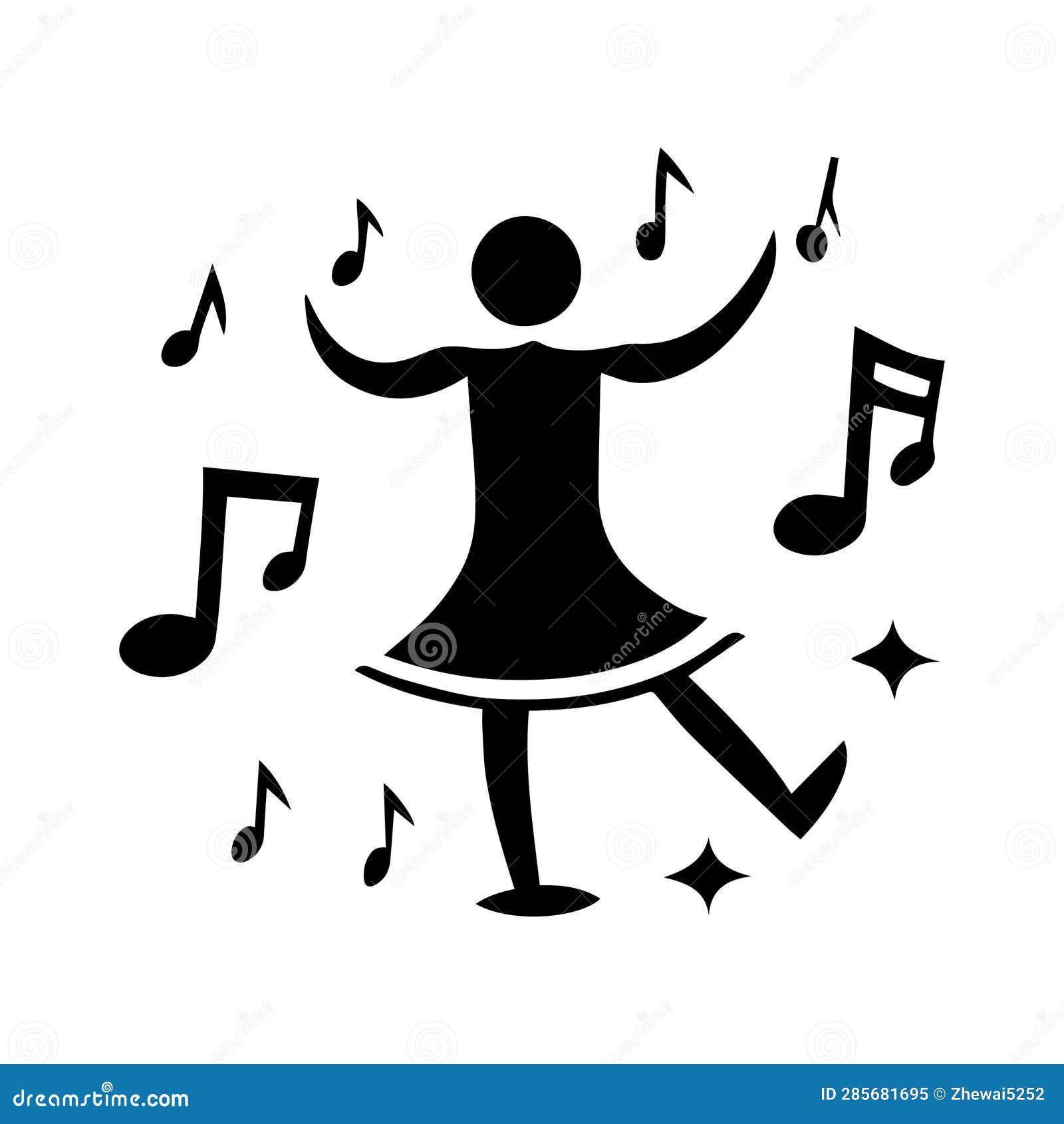 A Girl Dancing with Music a Playing, Symbol Music and Person Girl Guy ...