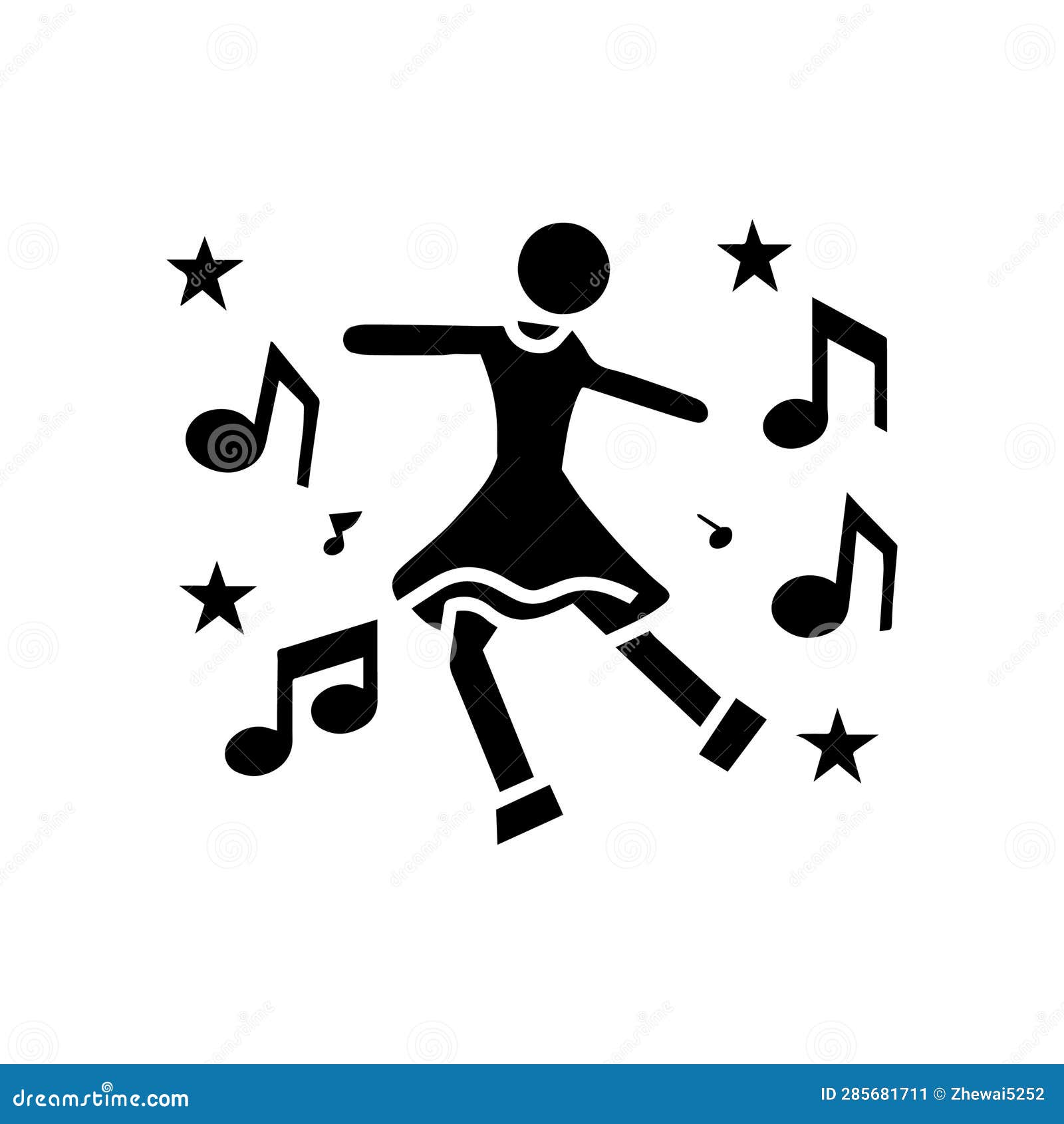 A Girl Dancing with Music a Playing, Symbol Music and Person Girl Guy ...