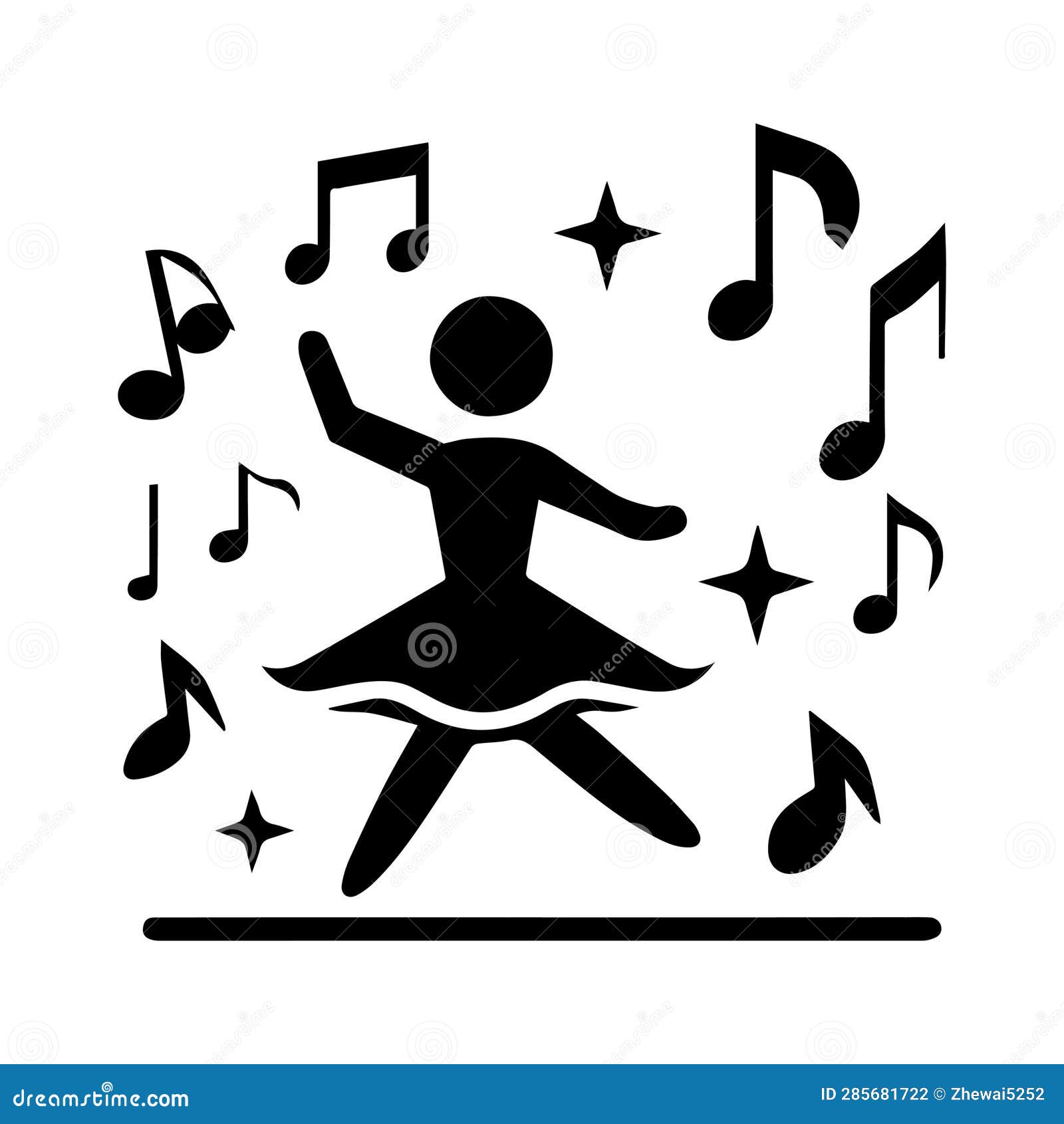 A Girl Dancing with Music a Playing, Symbol Music and Person Girl Guy ...