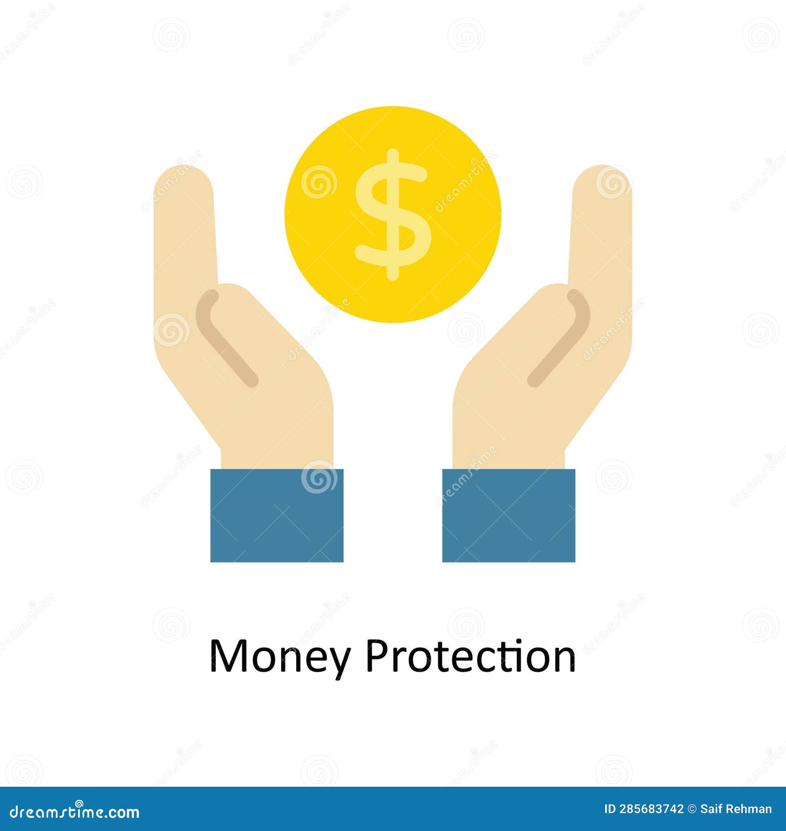 Money Protection Vector Flat Icon Design Illustration. Bank Symbol on ...