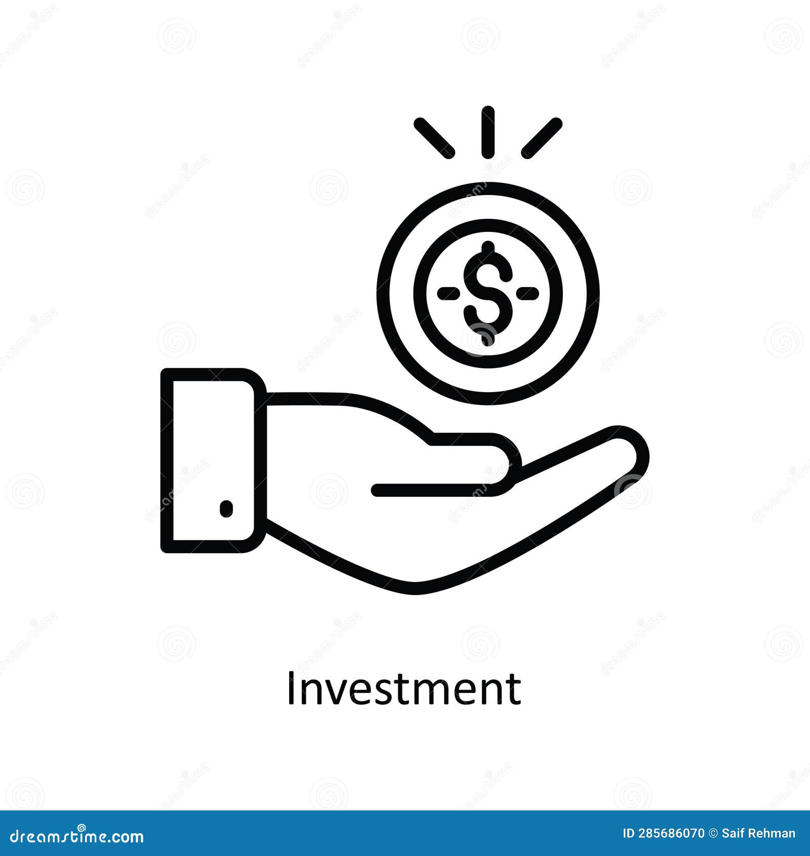 Investment Vector Outline Icon Design Illustration. Bank Symbol on ...