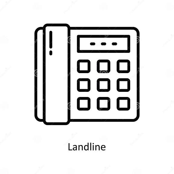 Landline Vector Outline Icon Design Illustration. Bank Symbol on White ...