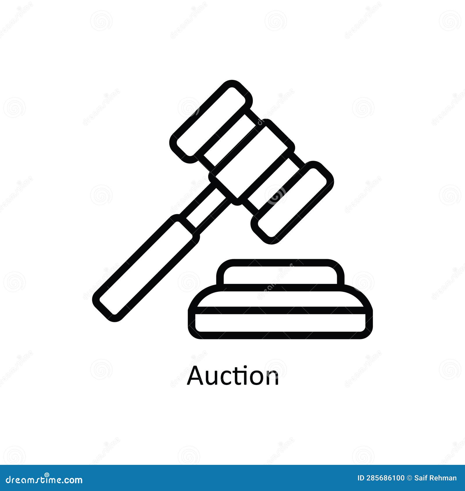Auction Vector Outline Icon Design Illustration. Bank Symbol on White ...
