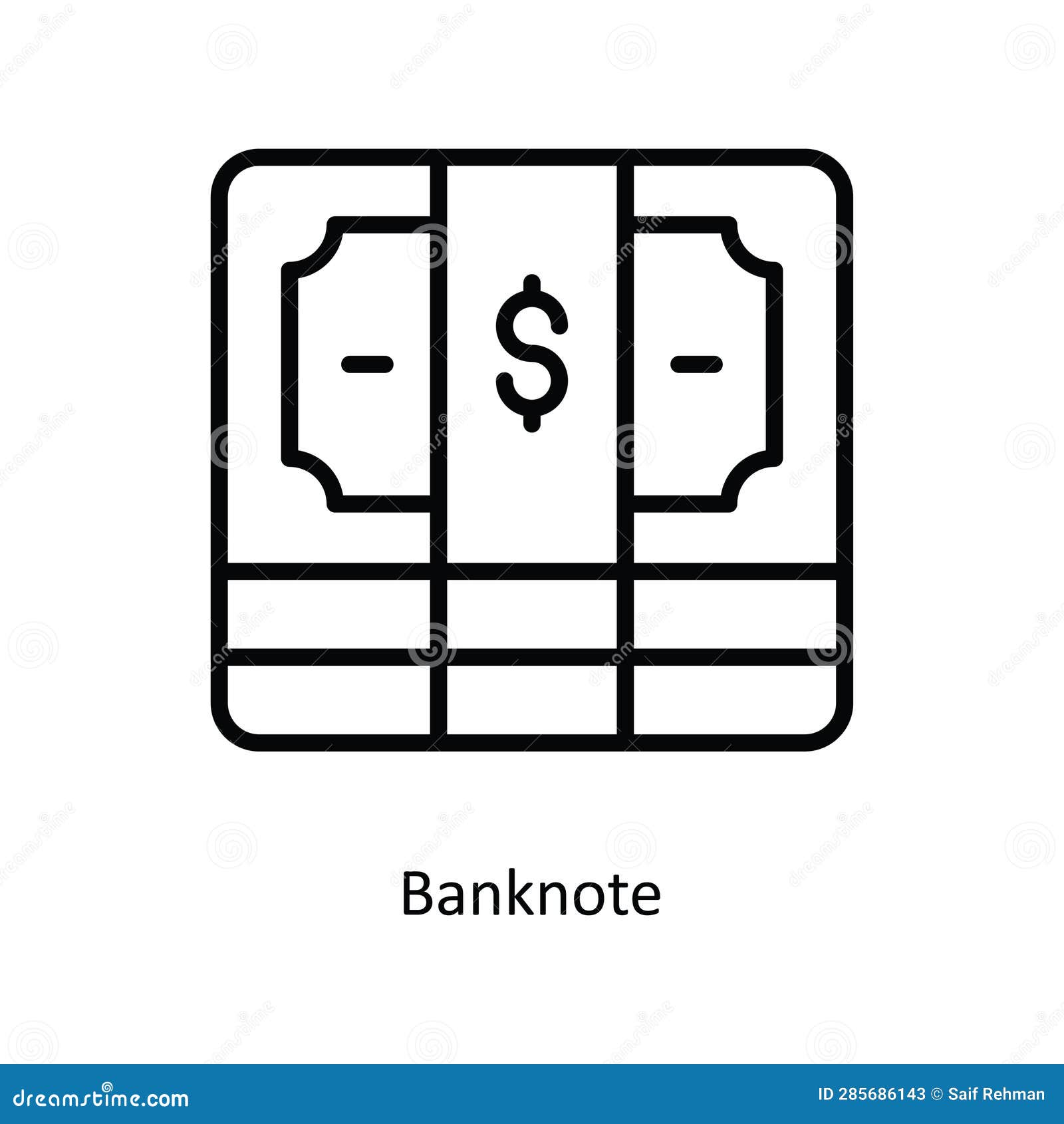 Banknote Vector Outline Icon Design Illustration. Bank Symbol on White ...