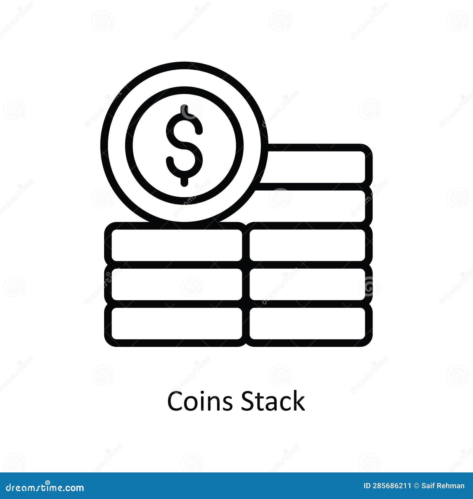 Coins Stack Vector Outline Icon Design Illustration. Bank Symbol on ...