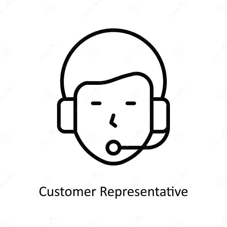 Customer Representative Vector Outline Icon Design Illustration. Bank ...