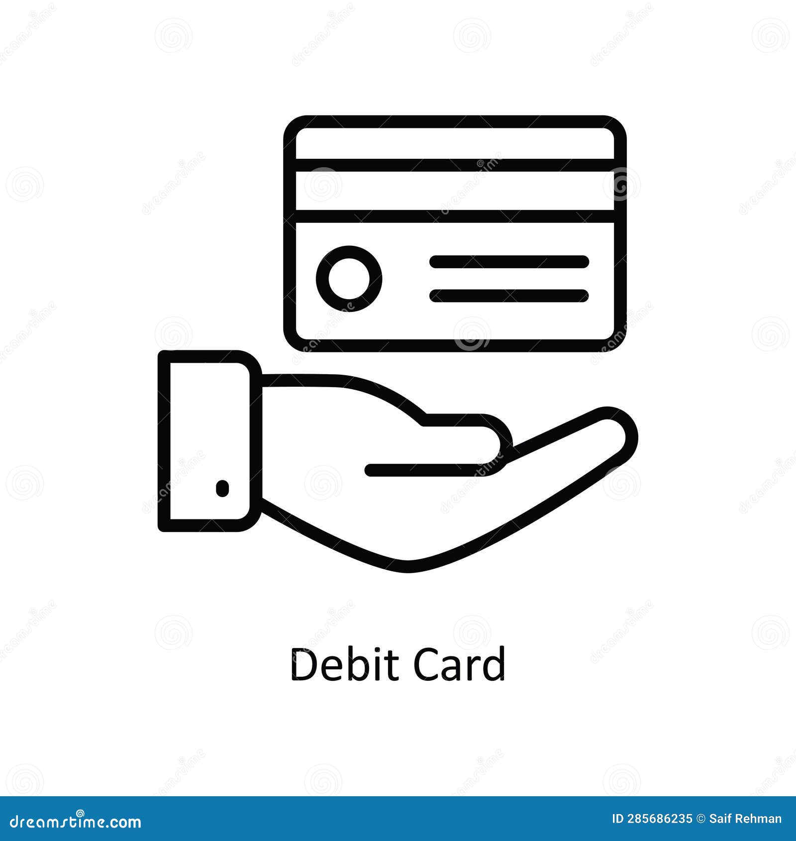 Debit Card Vector Outline Icon Design Illustration. Bank Symbol on ...