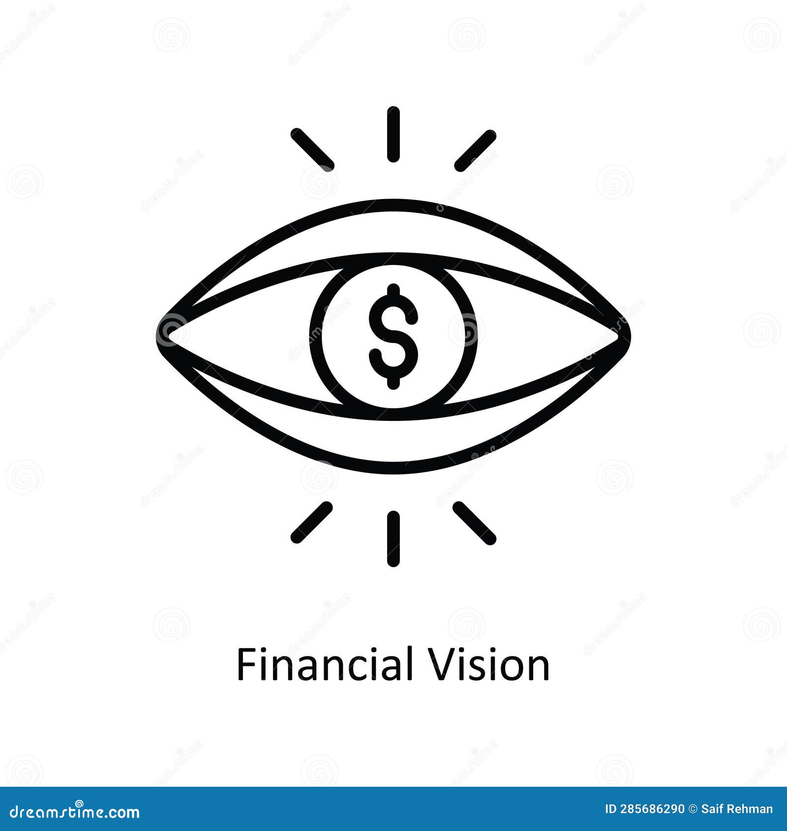 Financial Vision Vector Outline Icon Design Illustration. Bank Symbol ...