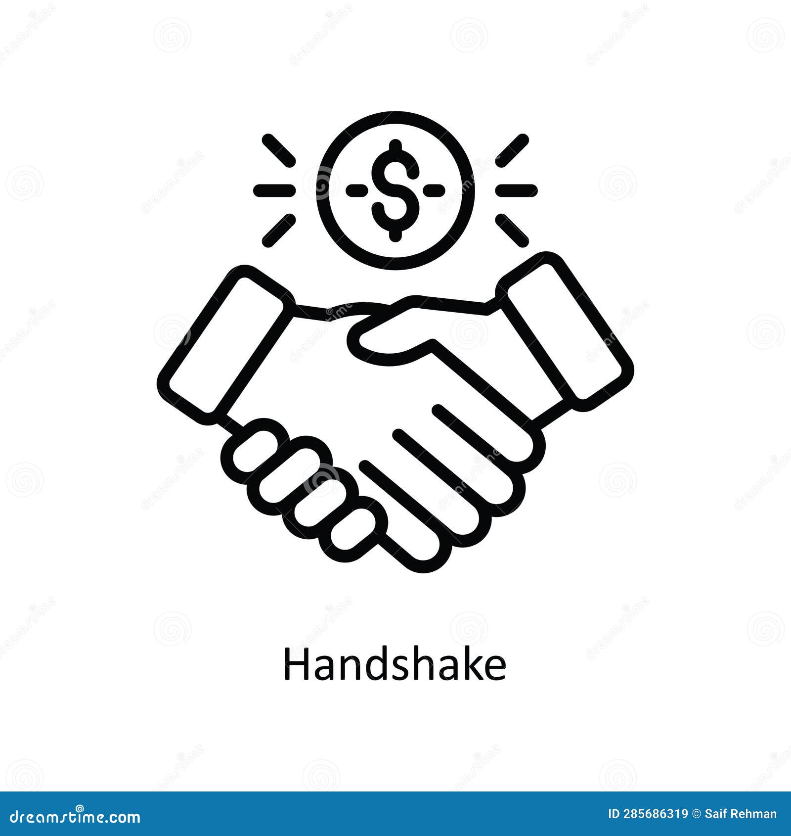 Handshake Vector Outline Icon Design Illustration. Bank Symbol on White ...