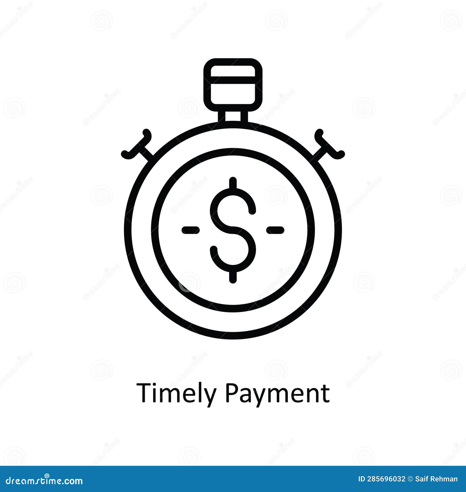 Timely Payment Vector Outline Icon Design Illustration. Bank Symbol on ...