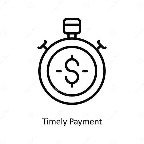 Timely Payment Vector Outline Icon Design Illustration. Bank Symbol on ...