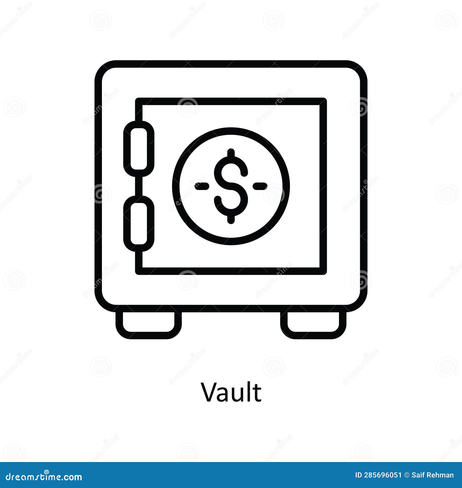 Vault Vector Outline Icon Design Illustration. Bank Symbol on White ...