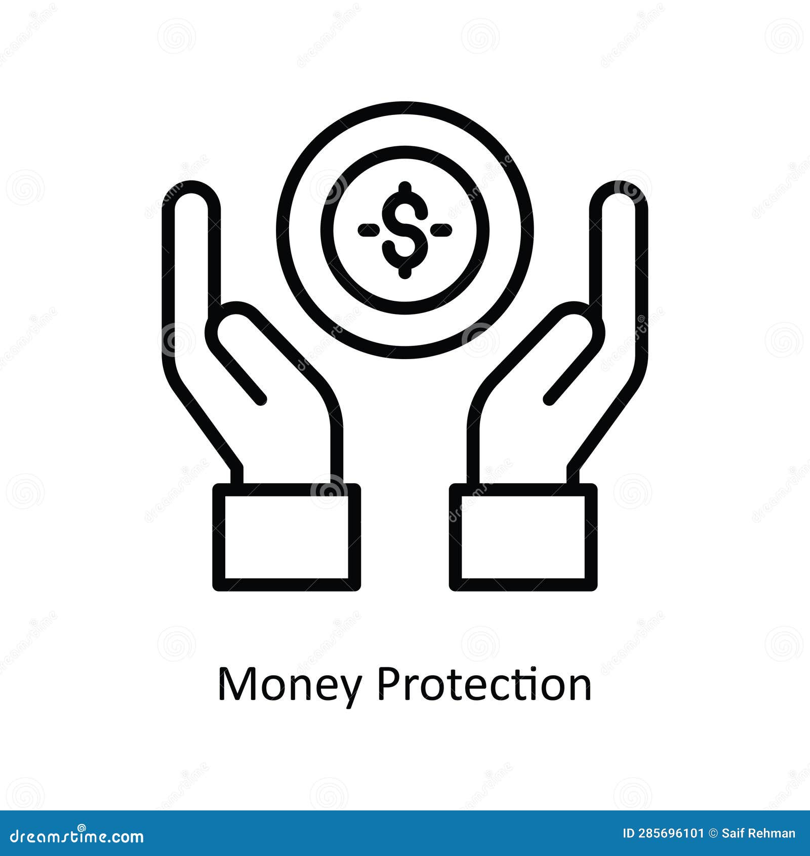 Money Protection Vector Outline Icon Design Illustration. Bank Symbol ...