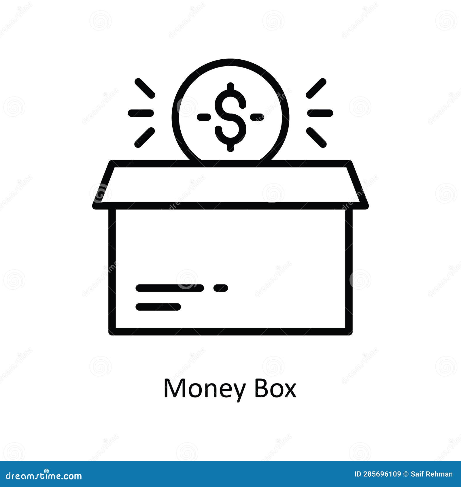 Money Box Vector Outline Icon Design Illustration. Bank Symbol on White ...