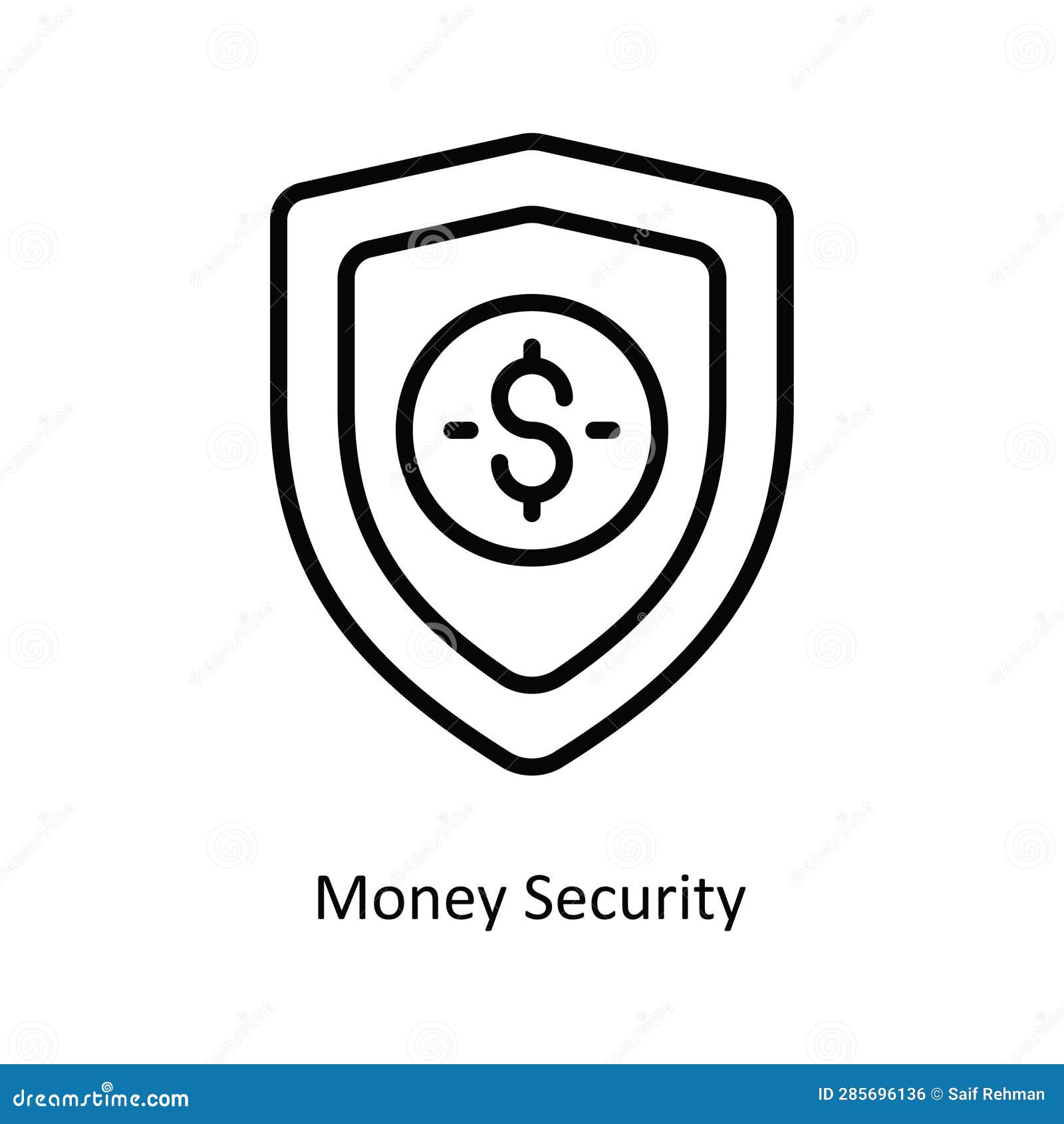 Money Security Vector Outline Icon Design Illustration. Bank Symbol on ...