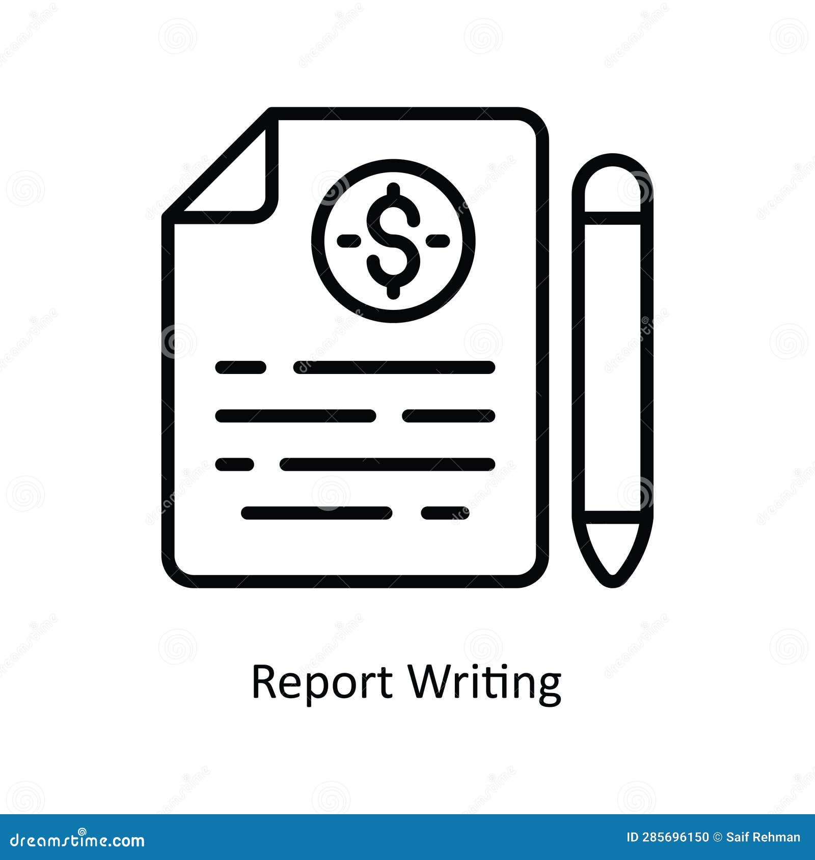 Report Writing Vector Outline Icon Design Illustration. Bank Symbol on ...