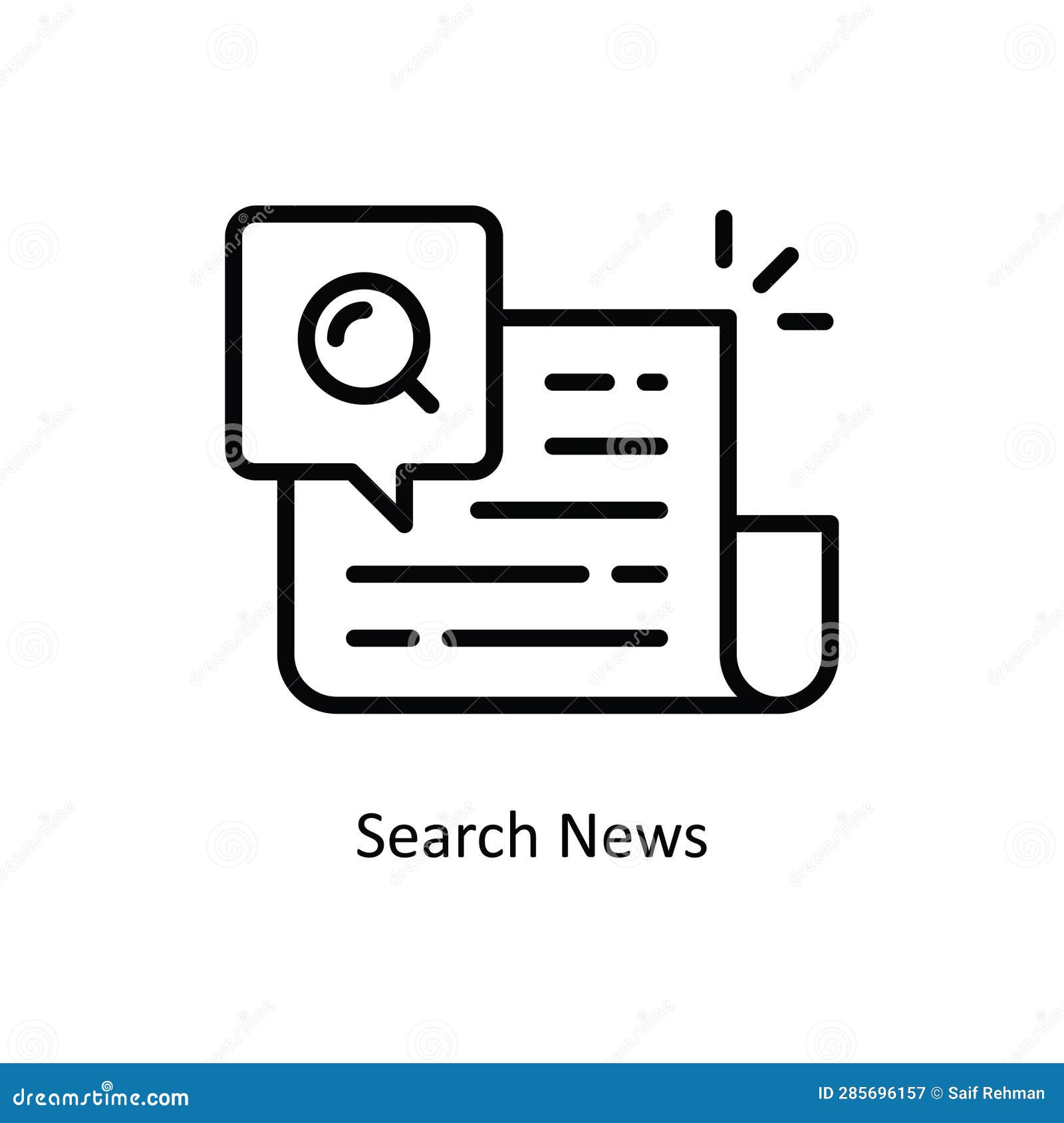 Search News Vector Outline Icon Design Illustration. Bank Symbol on ...