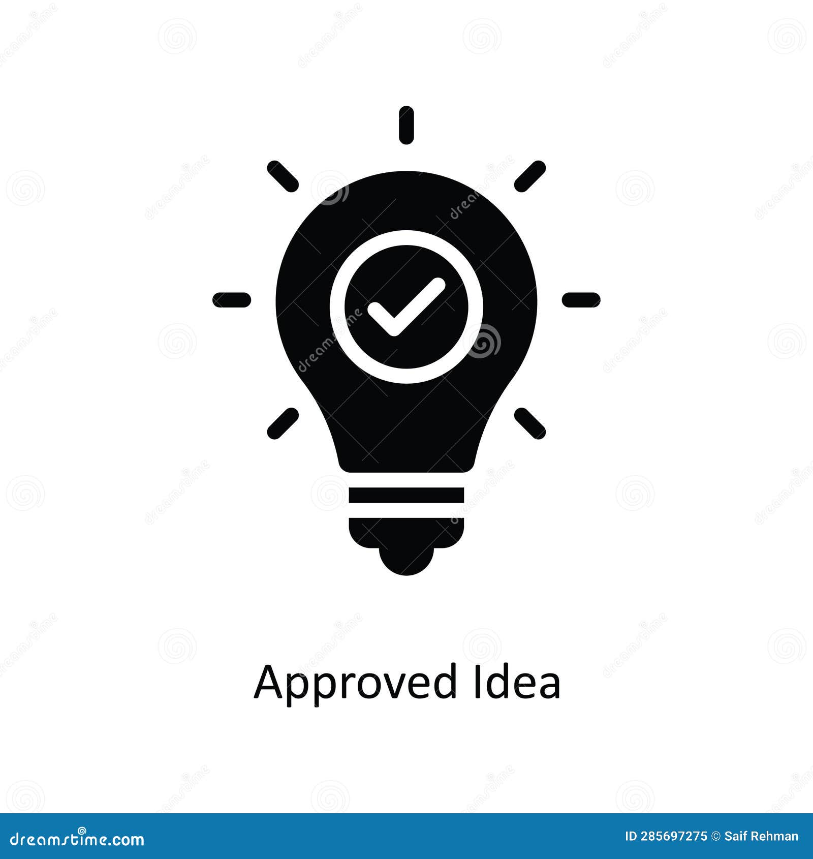 Approved Idea Vector Solid Icon Design Illustration. Bank Symbol on ...