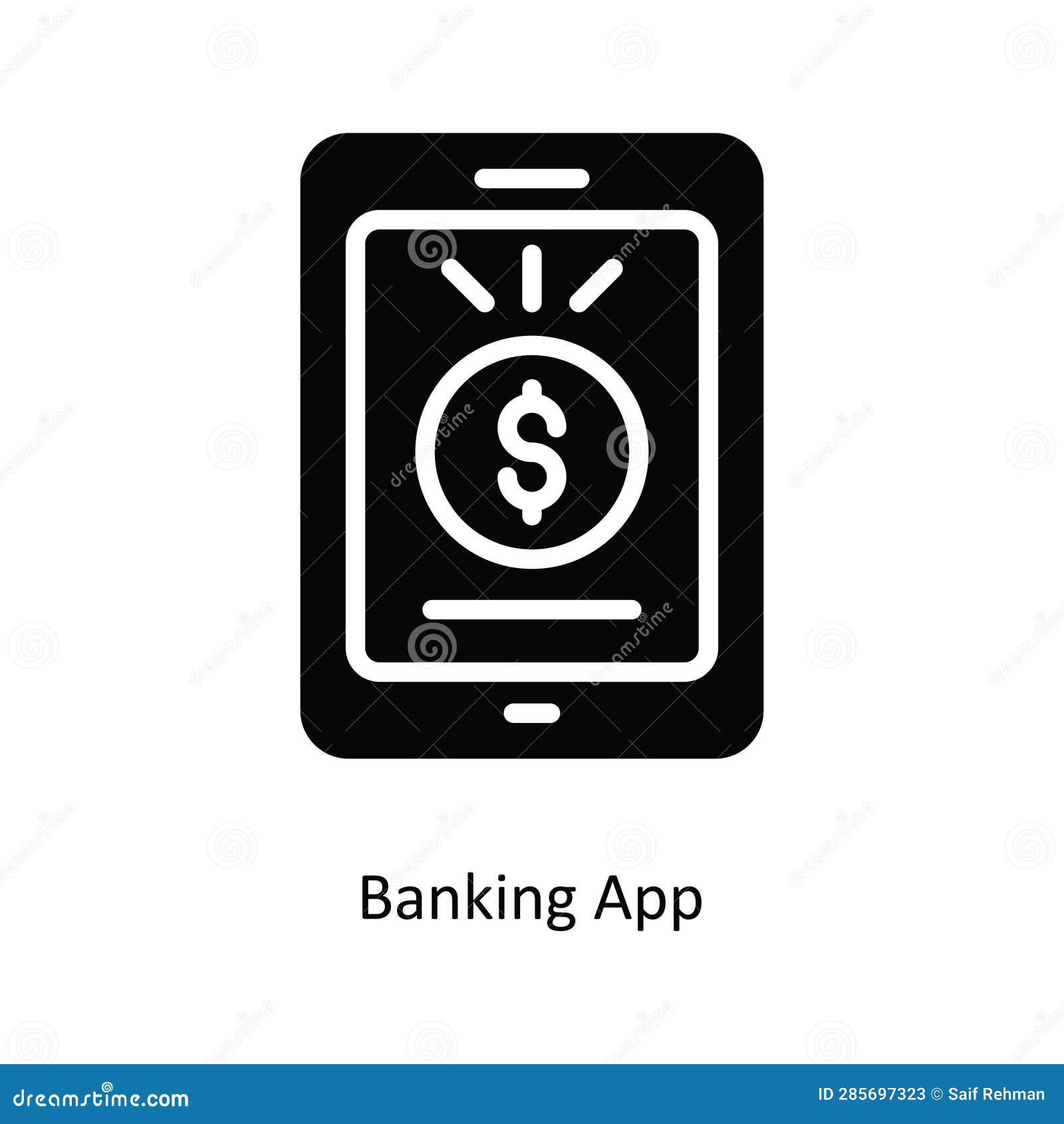 Banking App Vector Solid Icon Design Illustration. Bank Symbol on White ...