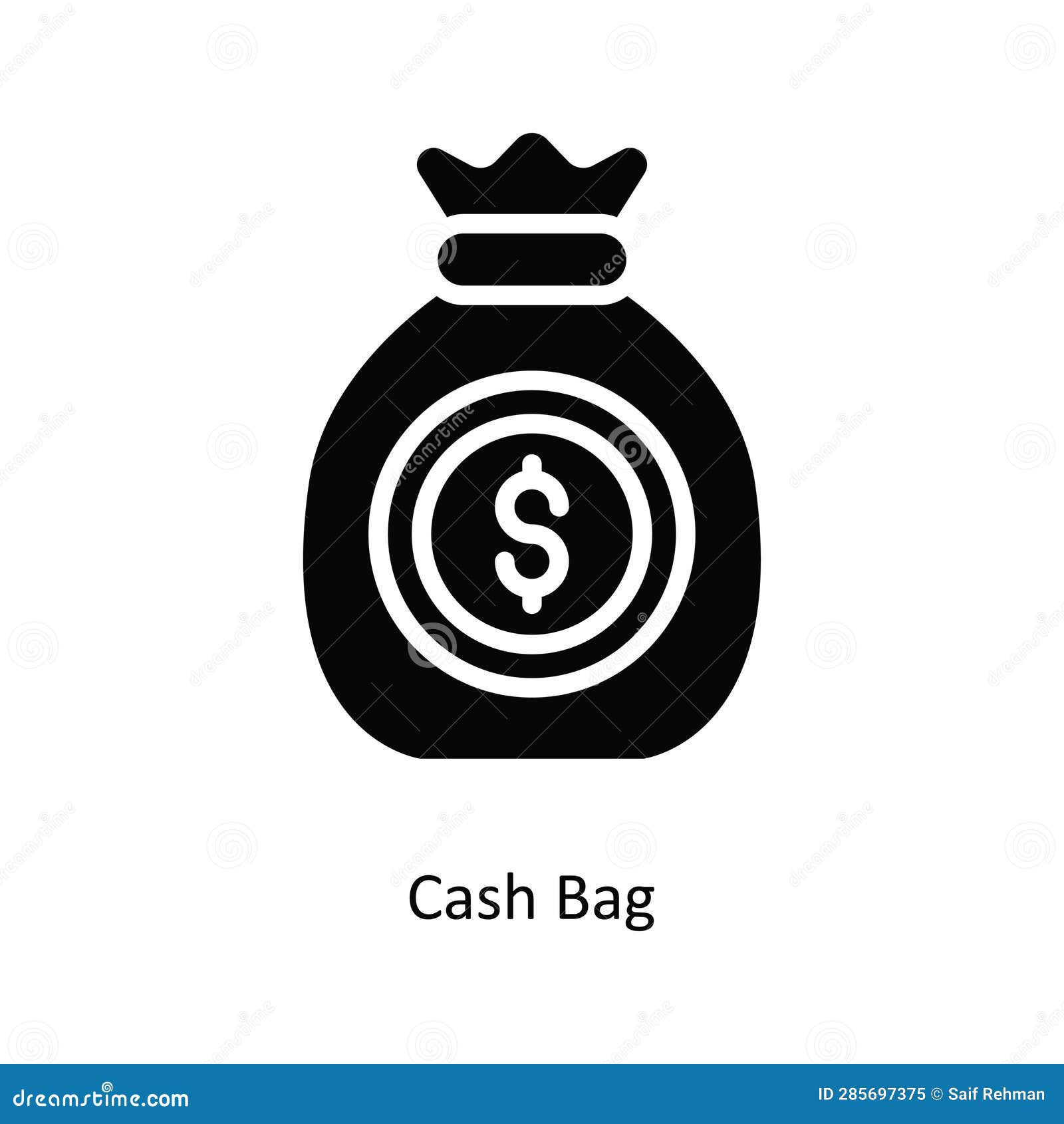 Cash Bag Vector Solid Icon Design Illustration. Bank Symbol on White ...