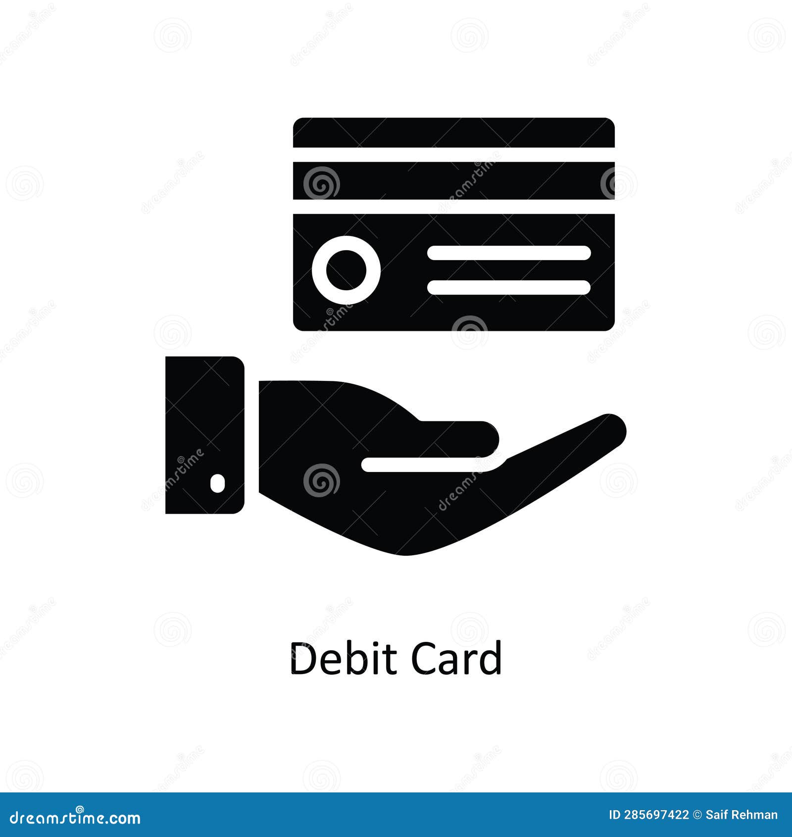 Debit Card Vector Solid Icon Design Illustration. Bank Symbol on White ...