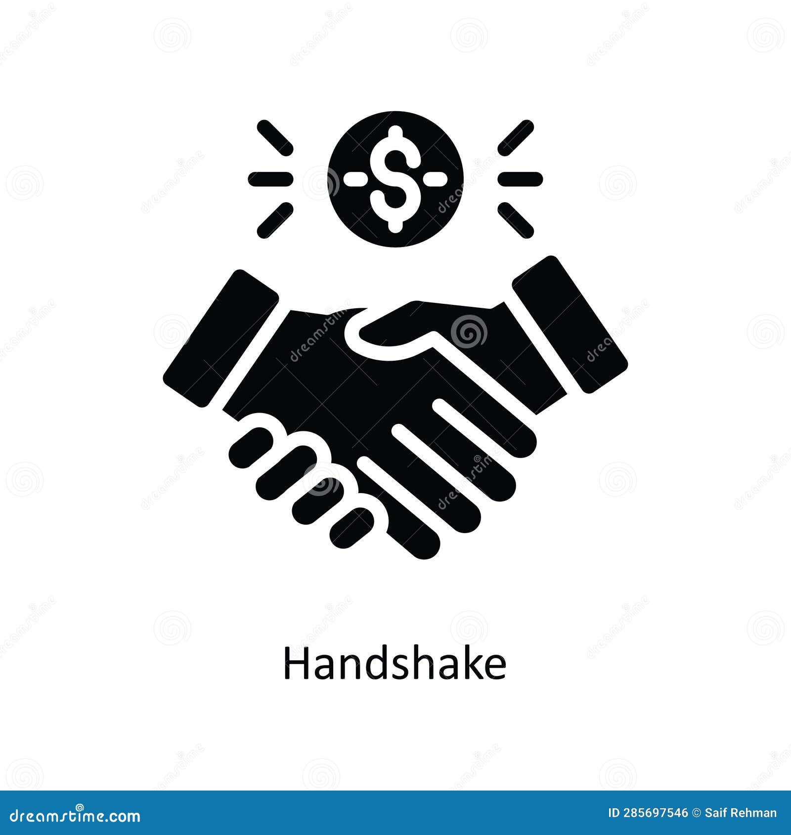 Handshake Vector Solid Icon Design Illustration. Bank Symbol on White ...
