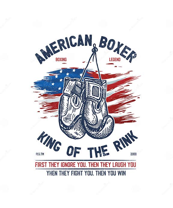 American Boxer King of the Rink T-shirt Design Stock Vector ...