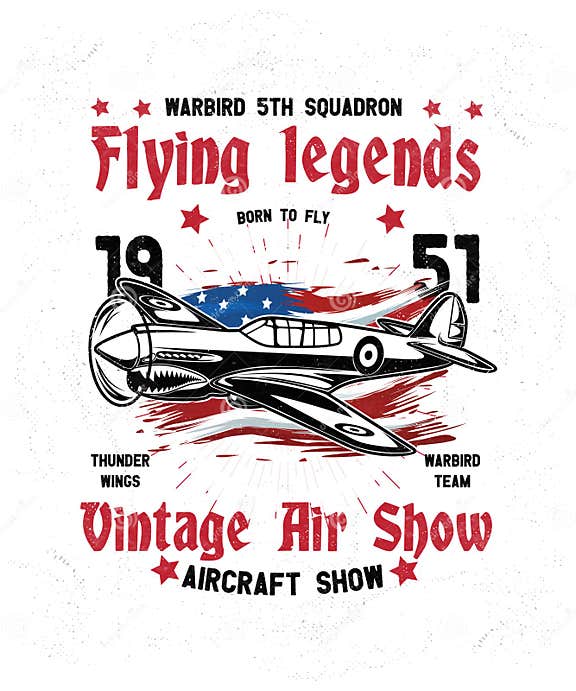 Flying Legend Vintage Air Show T-shirt Design Stock Vector ...